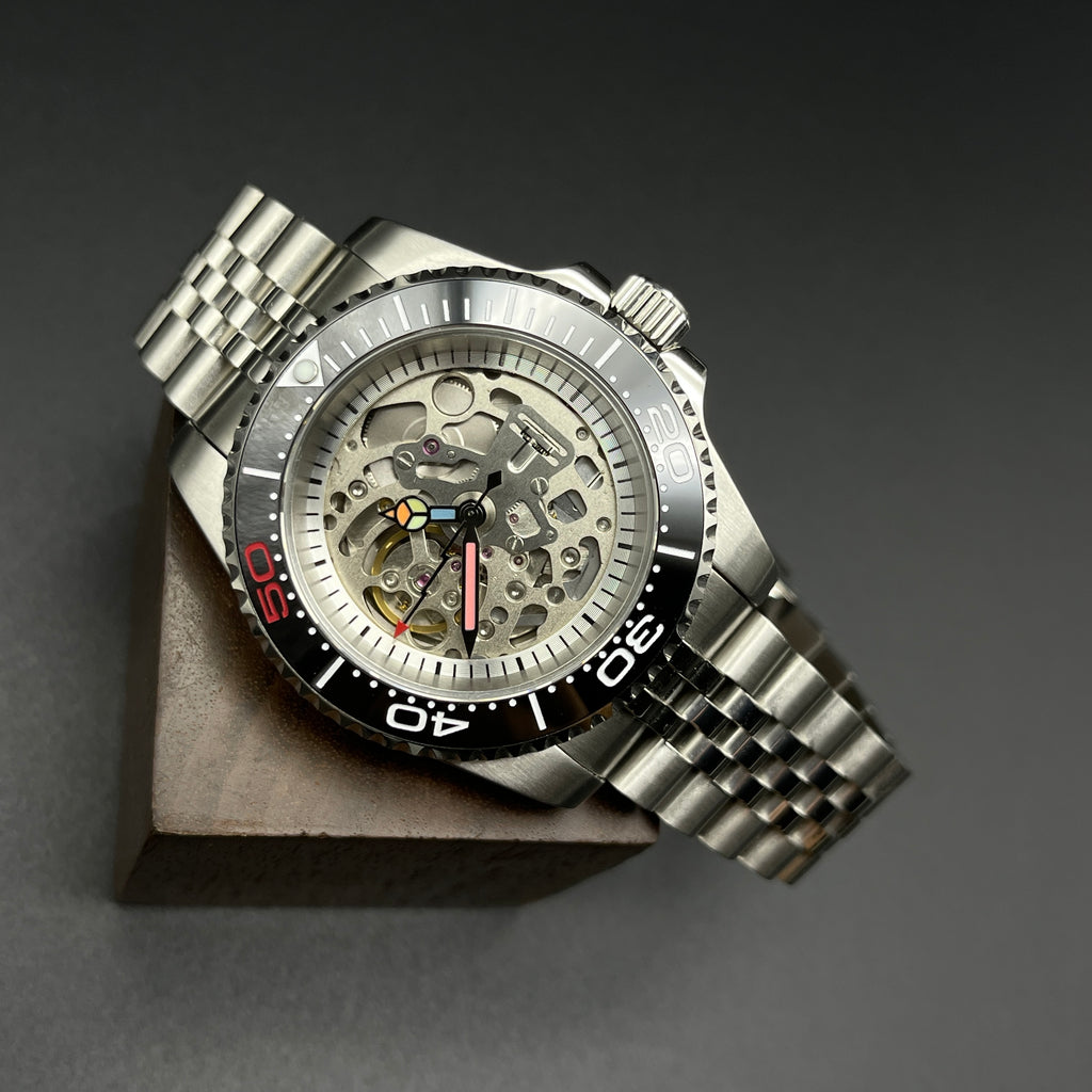 NH70 Skeleton Seamaster Style Watch Rainbow – Honcos Straps