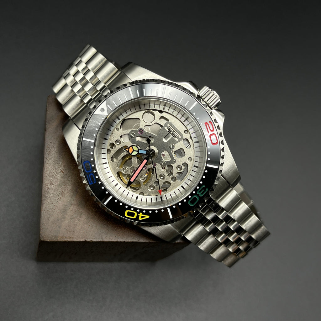 NH70 Skeleton Seamaster Style Watch Rainbow – Honcos Straps