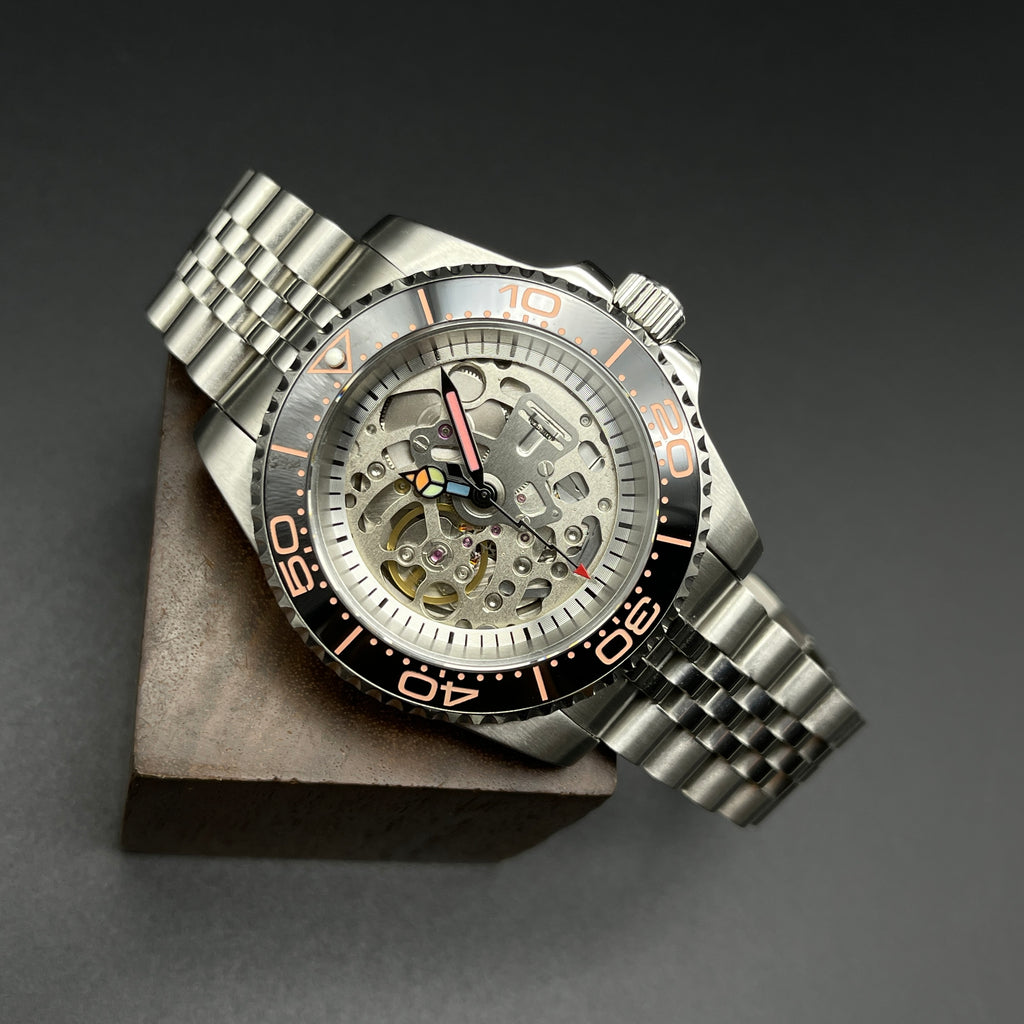 NH70 Skeleton Seamaster Style Watch Rainbow – Honcos Straps