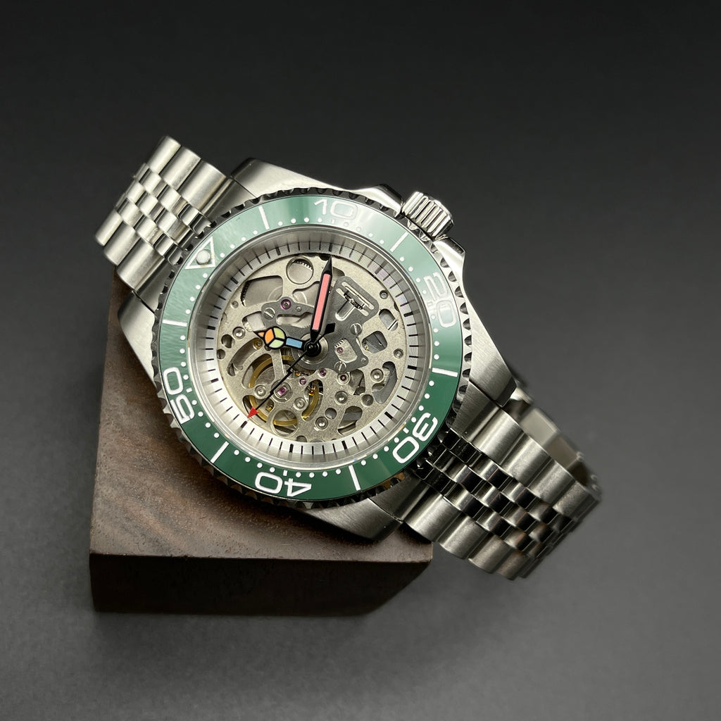 NH70 Skeleton Seamaster Style Watch Rainbow – Honcos Straps