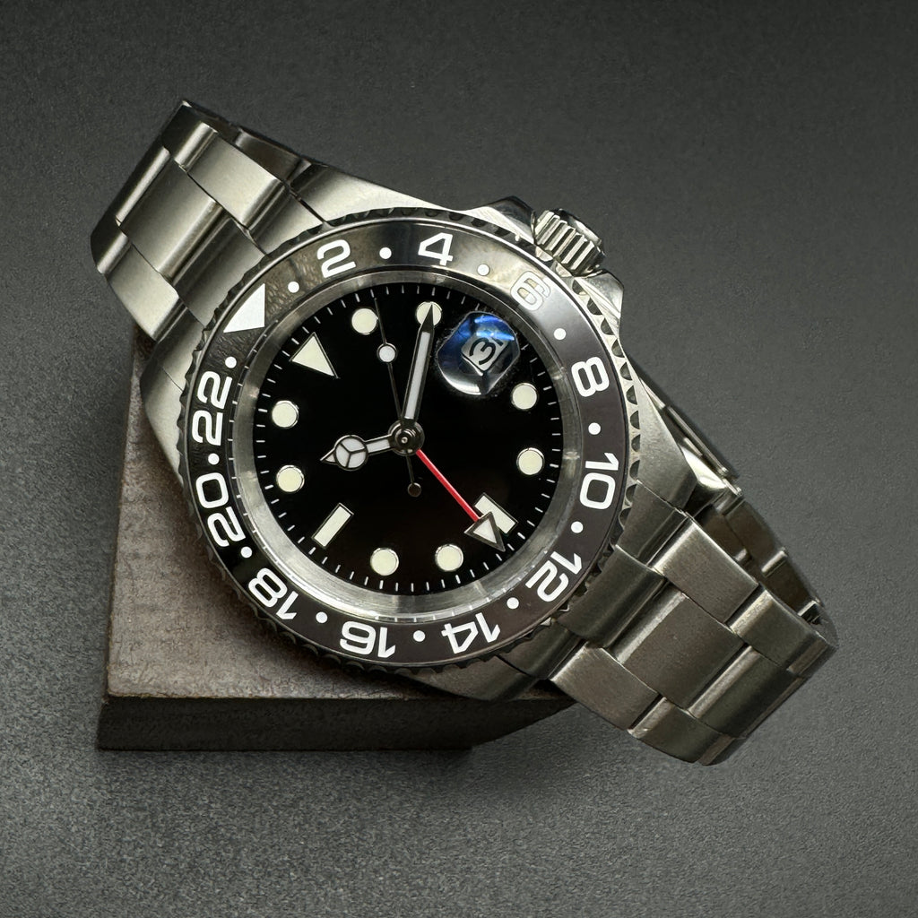 Silver GMT Automatic Watch – Dual Time Zone Men’s Watch with NH34 Move ...