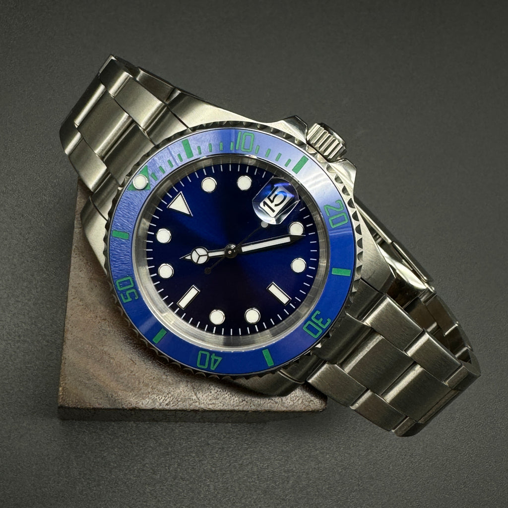 Blue Submariner Watch Silver Oyster – Honcos Straps