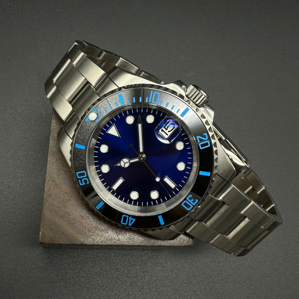 Blue Submariner Watch Silver Oyster – Honcos Straps