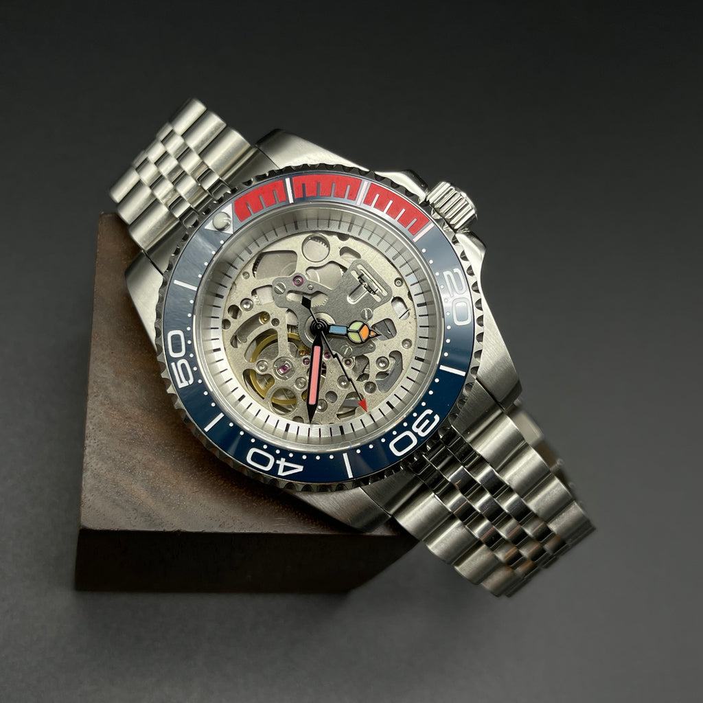 NH70 Skeleton Seamaster Style Watch Rainbow – Honcos Straps